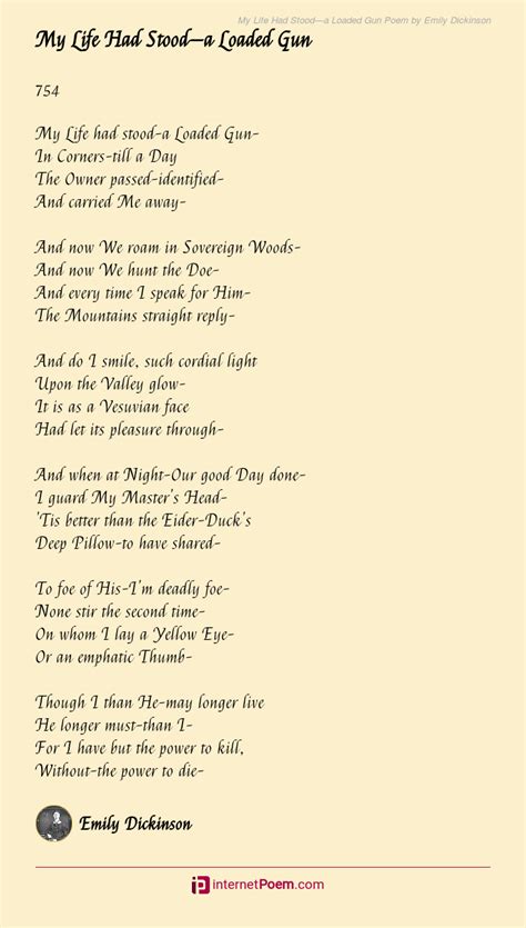 My Life Had Stooda Loaded Gun Poem By Emily Dickinson