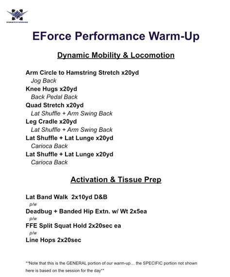 Developing An Effective Warm Up EFORCE SPORTS