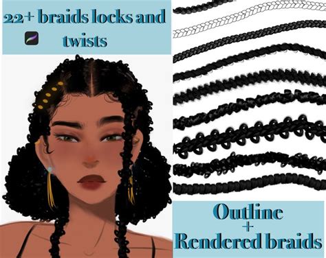 Procreate Braids Twists Locs Brush Realistic Braid Brush Hair
