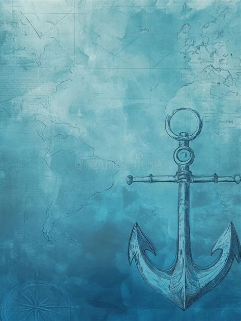 vintage nautical anchor resting on a maritime map with ample space for
