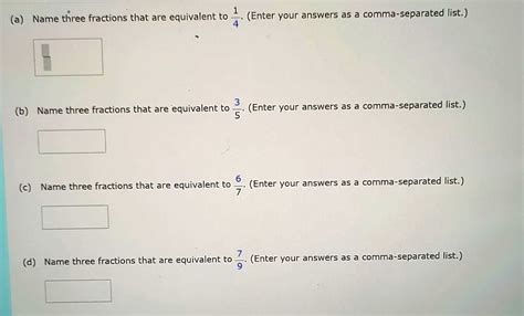 Solved A Name Three Fractions That Are Equivalent To B Name Three