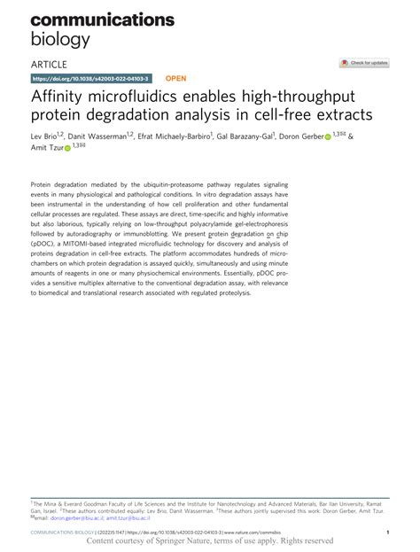 Pdf Affinity Microfluidics Enables High Throughput Protein