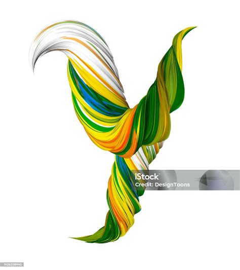 페인트 된 3d 문자 아크릴 문자 Y 녹색 및 노란색 문자 0명에 대한 스톡 벡터 아트 및 기타 이미지 0명 3차원 형태