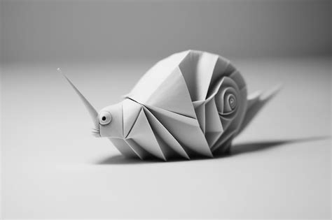 Um Caracol De Papel Branco Um Rosto Feito Por Um Artista Japon S Foto Premium