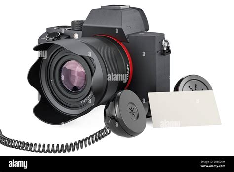 Digital Camera With Blank Business Card And Retro Phone Receiver 3D