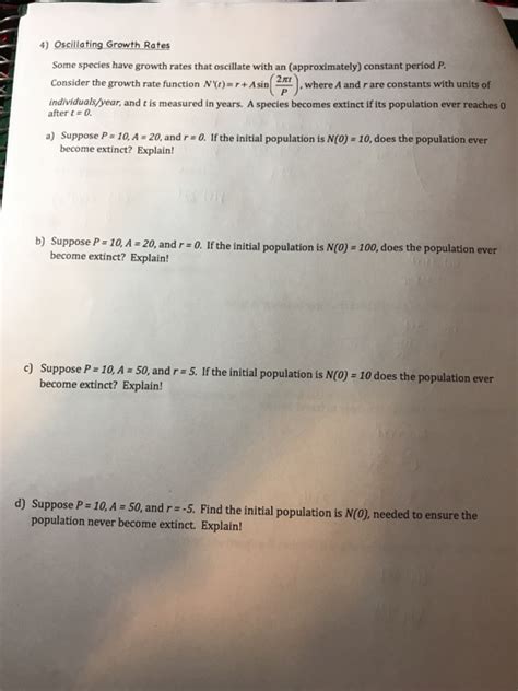 Solved 4 Oscillating Growth Rates Some Species Have Growth
