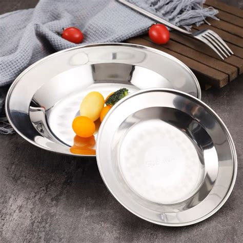 Jual Piring Makan Polos Stainless Steel 20cm And 22cm Piring Tebal