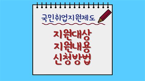 구직자를 위한 국민 취업지원 제도 지원대상 지원내용 신청방법