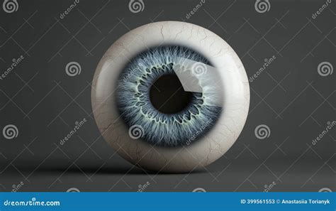 Rendering Of A Realistic Human Eyeball With Blue Iris And Pupil Stock