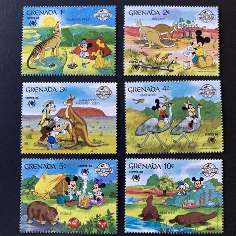 世界のディズニー切手 グレナダ 1988 ミッキーのアフリカ旅行 未使用6種 メルカリ