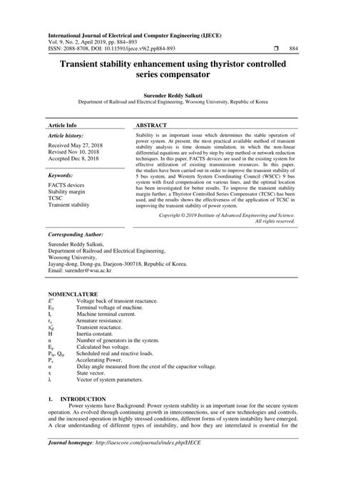 (PDF) Transient stability enhancement using thyristor controlled series ...