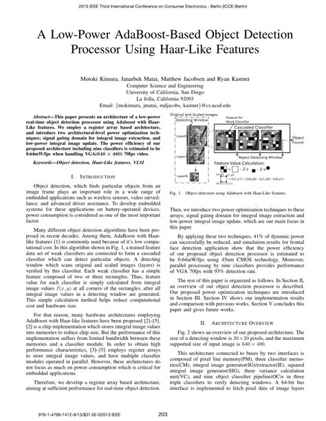 Pdf A Low Power Adaboost Based Object Detection Processor Using Haar Like Features