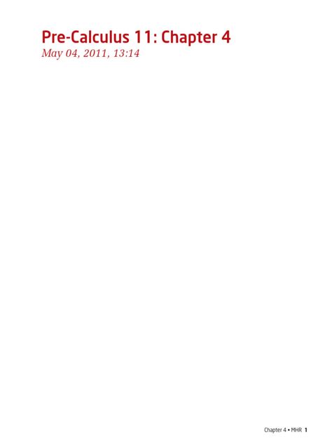 Pre Calculus 11 Textbook Ch 4 Pdf Factorization Quadratic Equation