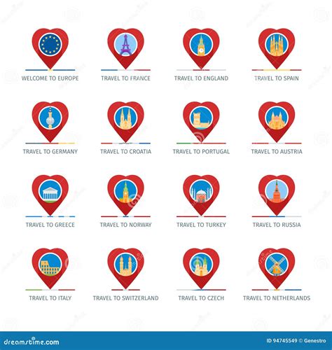 Ponteiros Do Mapa Ajustados Ilustração do Vetor Ilustração de barcelona berlim