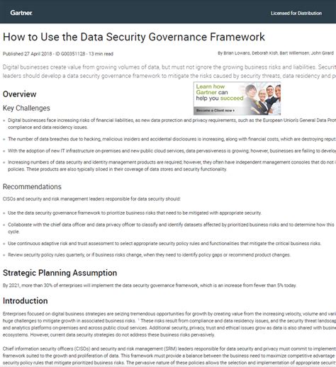 How To Use The Data Security Governance Framework B2b Info Daily