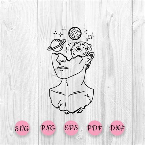 A Mans Head With Planets On It And The Words Svg Png Eps Dxf