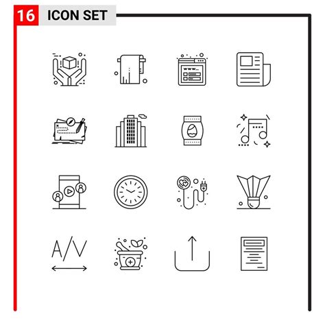 Outline Pack Of 16 Universal Symbols Of Map Text Sheet Towel Text
