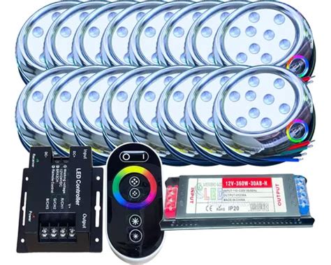 Kit Led W Mm Rgb Piscina Comando Fonte Rosca Parcelamento Sem Juros