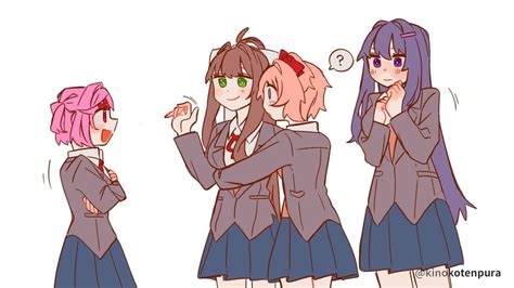 Monika Natsuki Yuri And Sayori Doki Doki Literature Club Drawn By Hinaten Danbooru
