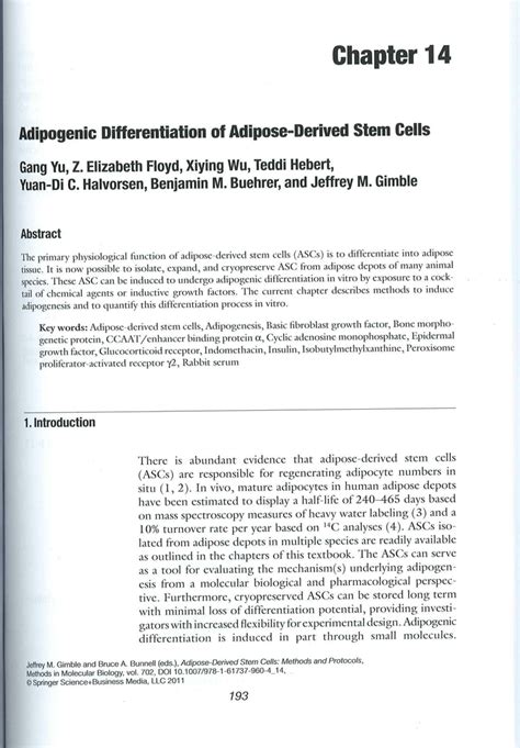 Pdf Adipogenic Differentiation Of Adipose Derived Stem Cells