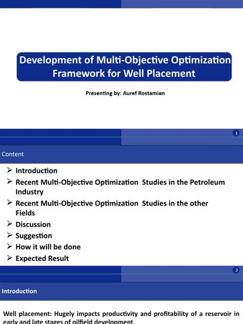 development of multi objective optimization framework for well
