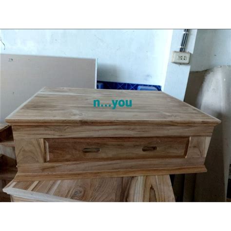 แท่นฐานรองโต๊ะหมู่ ลิ้นชักใหญ่ งานไม้สักไม่ทาสี Shopee Thailand