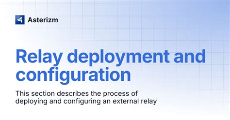 relay deployment and configuration asterizm