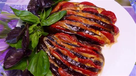 Веер из баклажан с помидорами и сыром Самый простой и вкусный рецепт