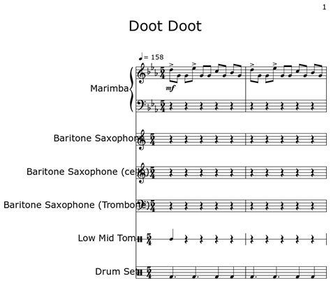 Doot Doot Sheet Music For Marimba Baritone Saxophone Drum Set