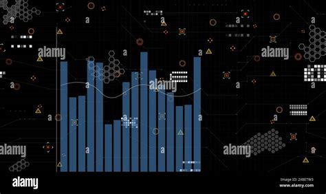 Image Of Statistical Data Processing Against Black Background Stock