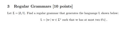 Solved 3 Regular Grammars 10 points Let Σ 0 1 Find a Chegg
