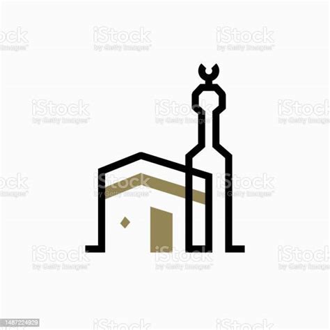 Kaaba Masjidil Haram Hajj Umrah 여행 투어 개요 기호 벡터 아이콘 그림 0명에 대한 스톡 벡터 아트 및