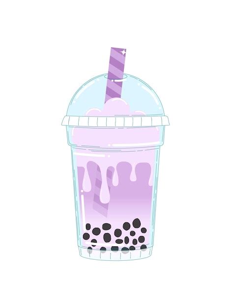 Té clásico de boba con burbujas de taro Vector Premium