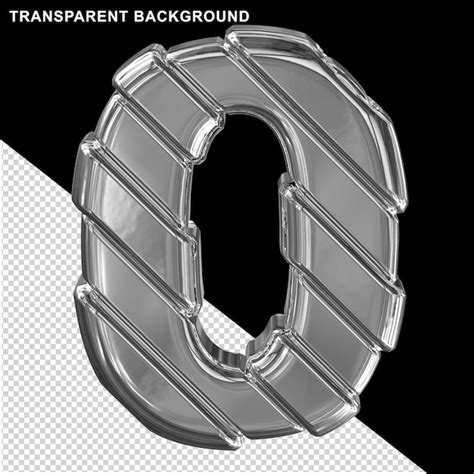 Premium PSD Silver Letters With Diagonal Straps 3d Capital Letter 0