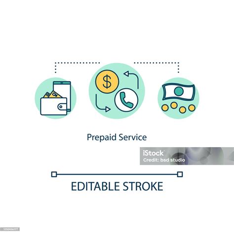 선불 서비스 개념 아이콘입니다 통신 로밍 Sms 및 통화 인터넷 연결 아이디어 씬 선 일러스트 벡터 절연 윤곽선 Rgb 색상 도면 편집 가능한 스트로크 0명에 대한 스톡