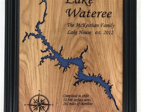 Laser Engraved Lake Maps Etsy