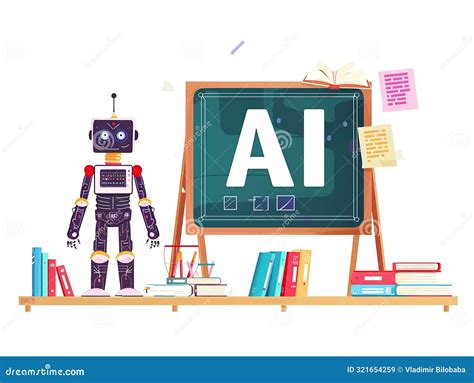 Robot Teacher In A Futuristic Classroom Ai Royalty Free Stock