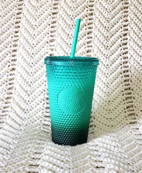 Starbucks 16 Oz Mint Green Waxberry Ombre Gradient Studded Bling
