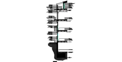 Four Story Housing Building Constructive Section Drawing Details Dwg File