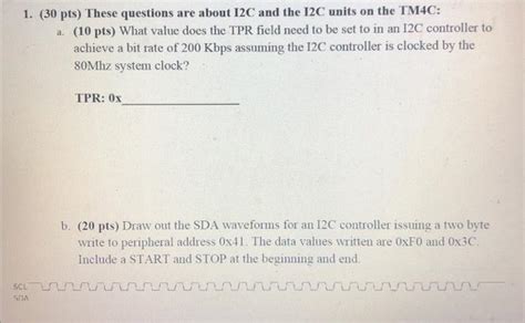 solved 30 pts these questions are about i2c and the i2c