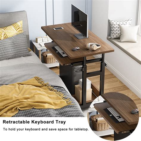 Adjustable Computer Table With Keyboard Tray Bottom Storage Rack Movable Sofa Bed Table