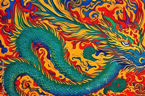 Dragon Loong Èæç the head of a chinese dragon in a multi colored