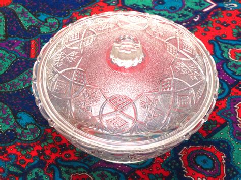 Crystal Glass Covered Candy Trinket Bowl Dish Bathroom Bedroom