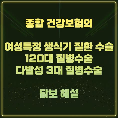 종합 건강보험의 여성특정 생식기 질환 수술 120대 질병수술 다발성 3대 질병수술 담보 해설 네이버 블로그