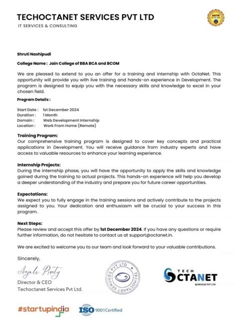 Web Development Internship By Octanet Services Pvt Ltd Shruti Nashipudi