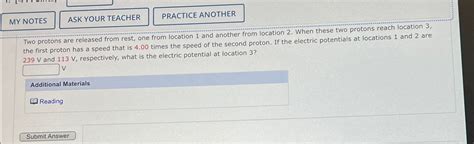 solved two protons are released from rest one from location