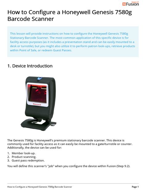 How To Configure A Honeywell Genesis 7580g Barcode Scanner Pdf
