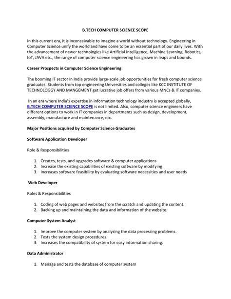 ppt b tech computer science scope powerpoint presentation free