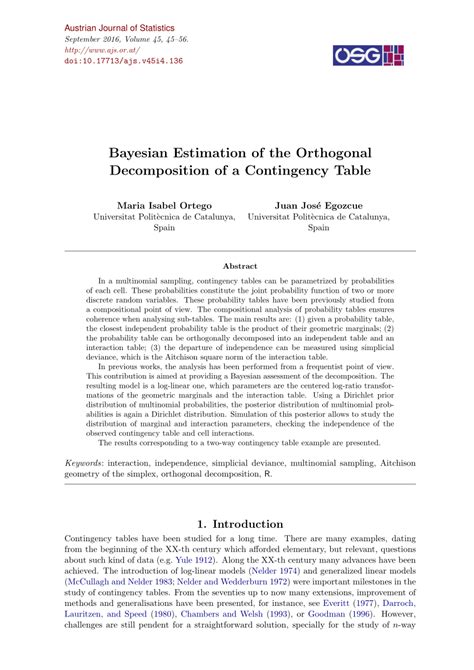 Pdf Bayesian Estimation Of The Orthogonal Decomposition Of A