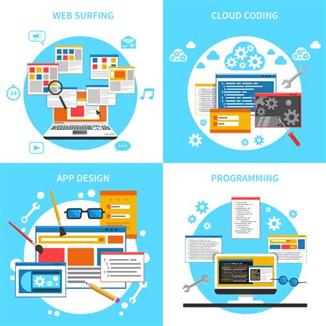 Web Development Concept Icons Set Vector Art At Vecteezy